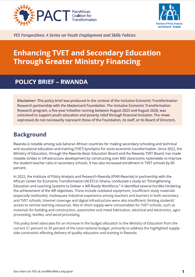 Rwanda: Enhancing TVET and Secondary Education Through Greater Ministry ...